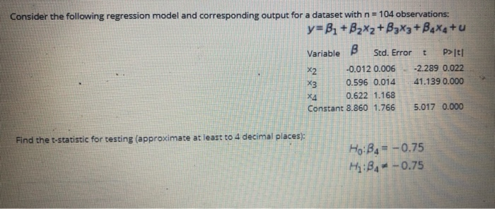 Solved Consider the following regression model and | Chegg.com