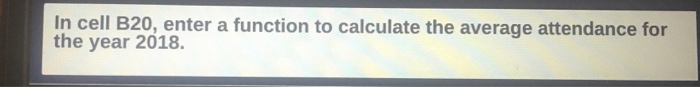 Solved In cell B20, enter a function to calculate the | Chegg.com