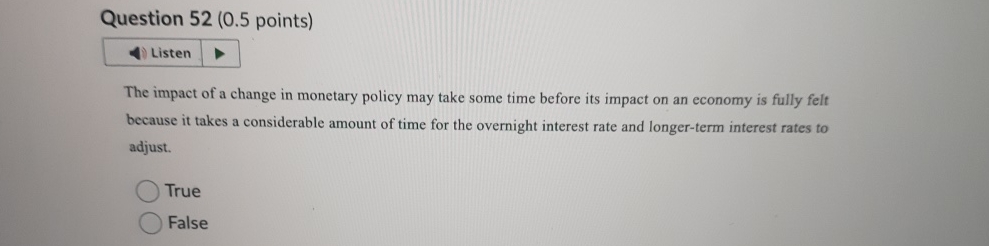 Solved Question 52 ( 0.5 ﻿points)ListenThe impact of a | Chegg.com