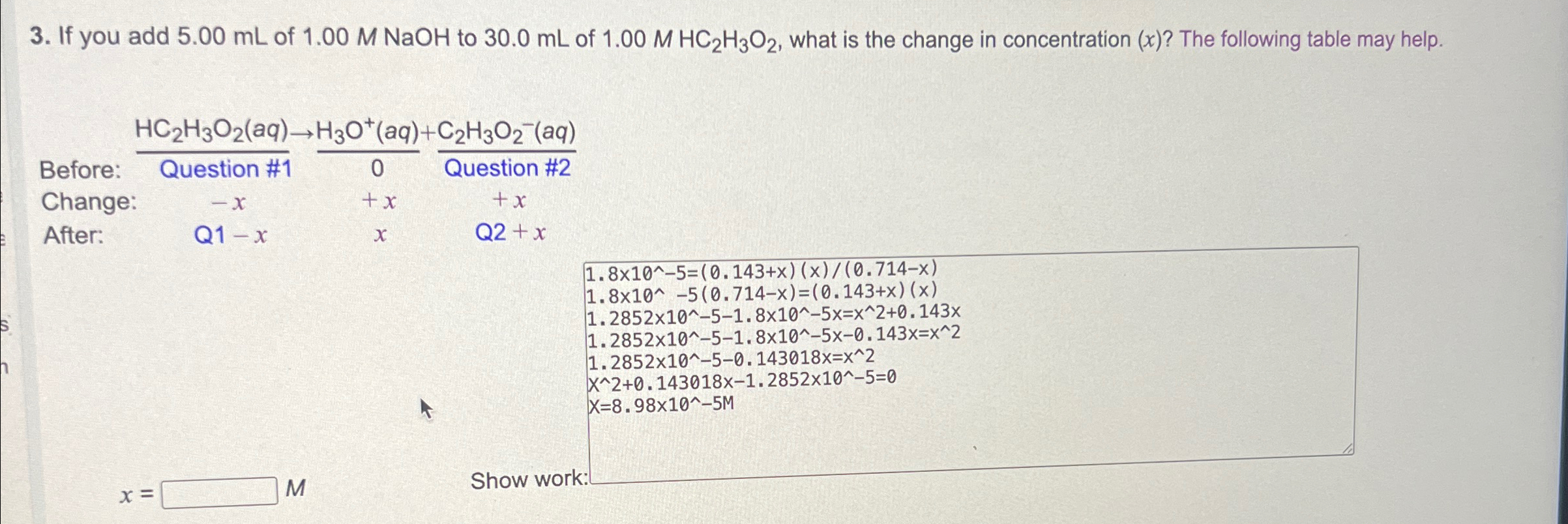 If you add 5.00mL ﻿of 1.00MNaOH to 30.0mL ﻿of | Chegg.com