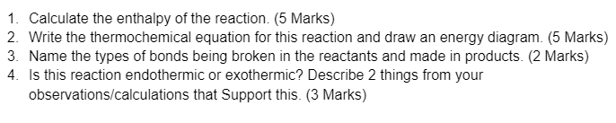 Solved Unit 3 Lab 1: Determining the Enthalpy Change of a | Chegg.com