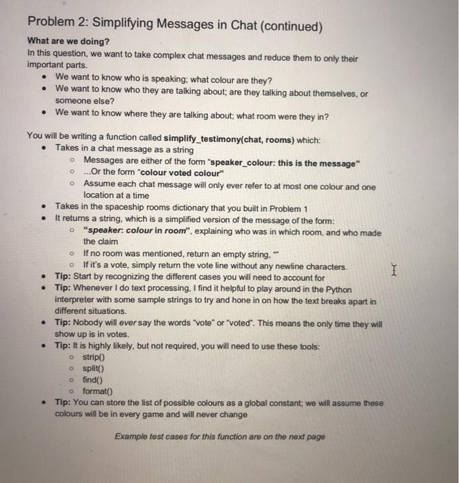 Solved . Problem 2: Simplifying Messages in Chat (continued) | Chegg.com
