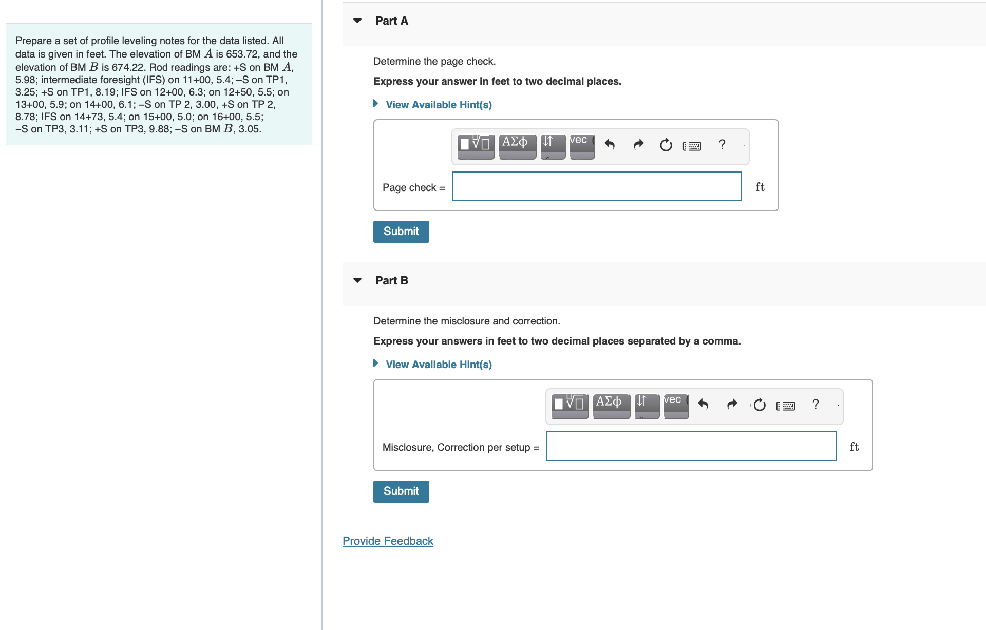 Solved Prepare a set of profile leveling notes for the data | Chegg.com