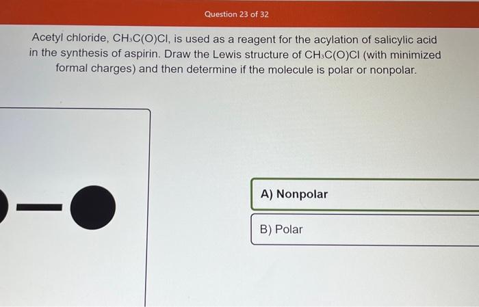 Solved Acetyl chloride, CH3C(O)Cl, is used as a reagent for | Chegg.com
