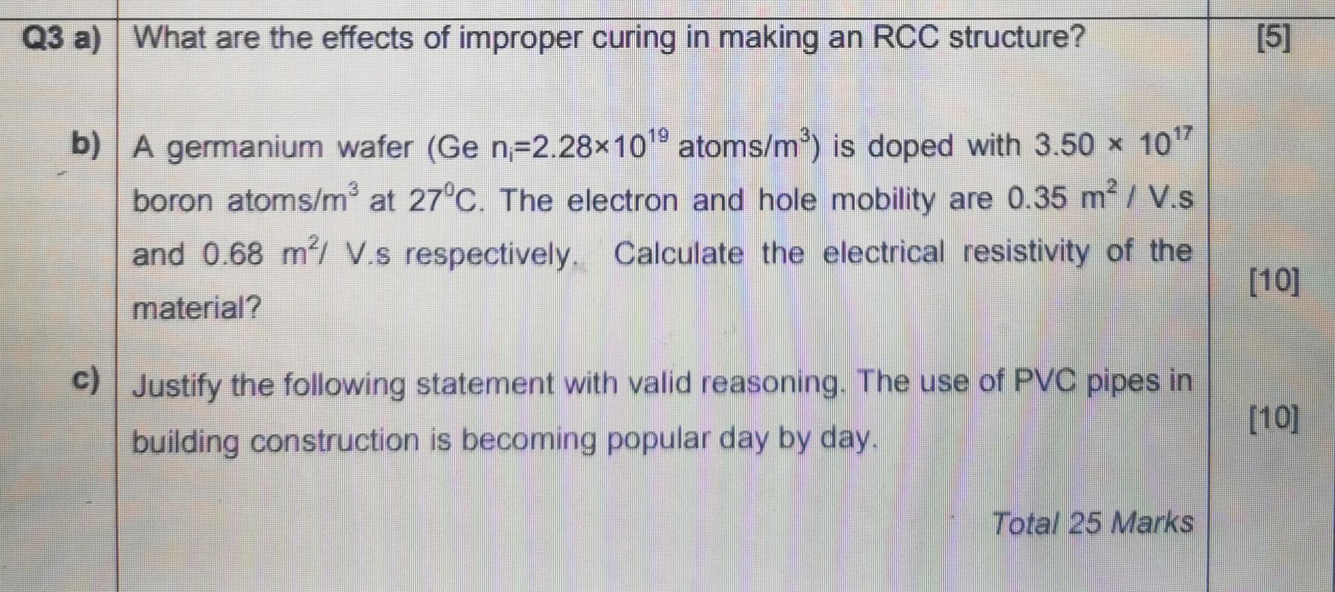 Solved Q3 a) What are the effects of improper curing in | Chegg.com