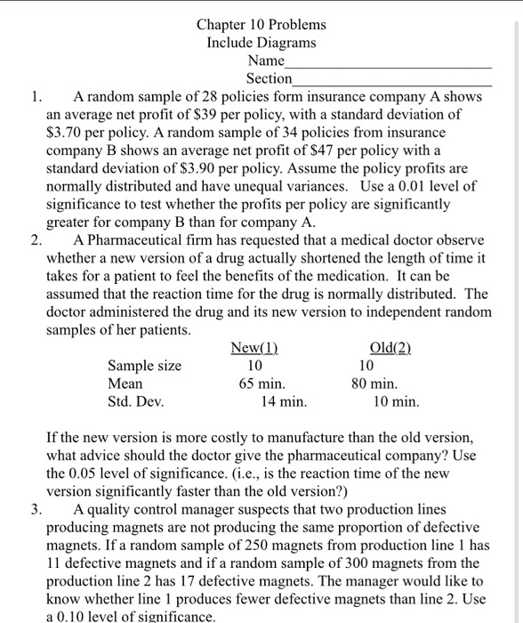 Solved Chapter 10 Problems Include Diagrams Name Section 1. | Chegg.com