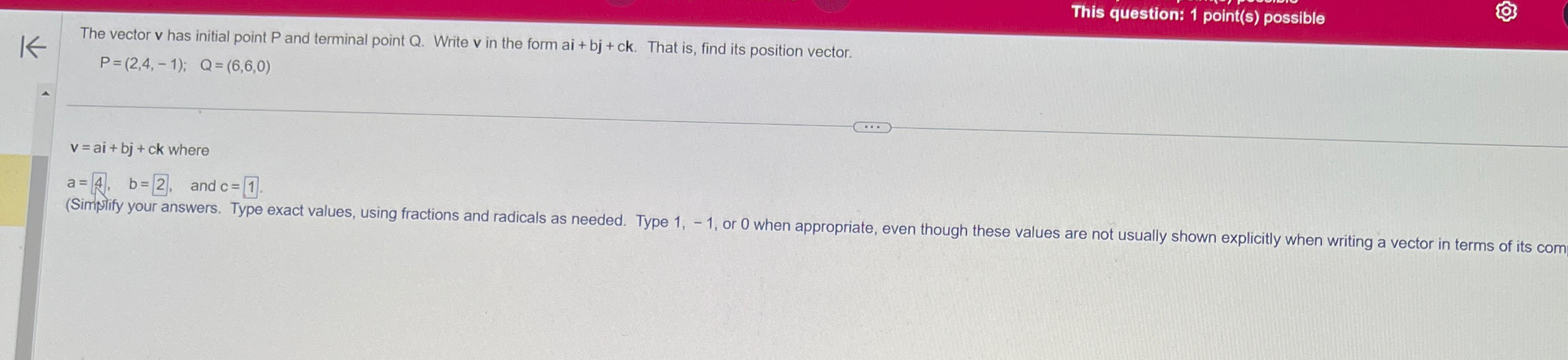 Solved This question: 1 ﻿point(s) ﻿possibleThe vector v ﻿has | Chegg.com