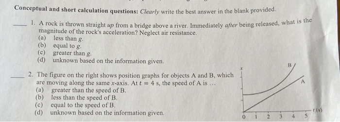 Solved Conceptual and short calculation questions: Clearly | Chegg.com
