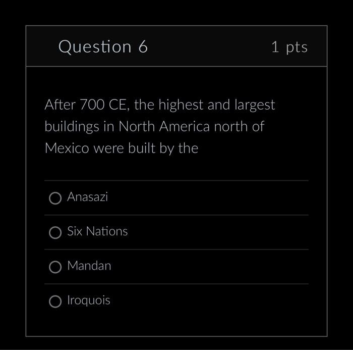 Solved Question 6 1 pts After 700 CE, the highest and | Chegg.com