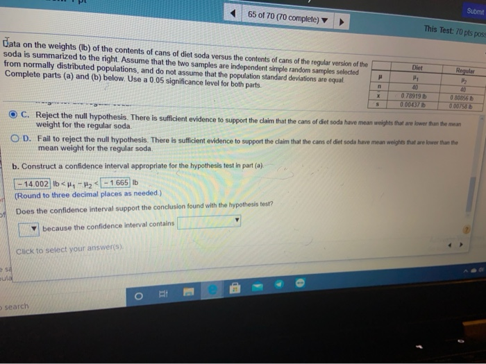 Solved 65 of 70 (70 complete) Suomi This Test: 70 pls poss | Chegg.com