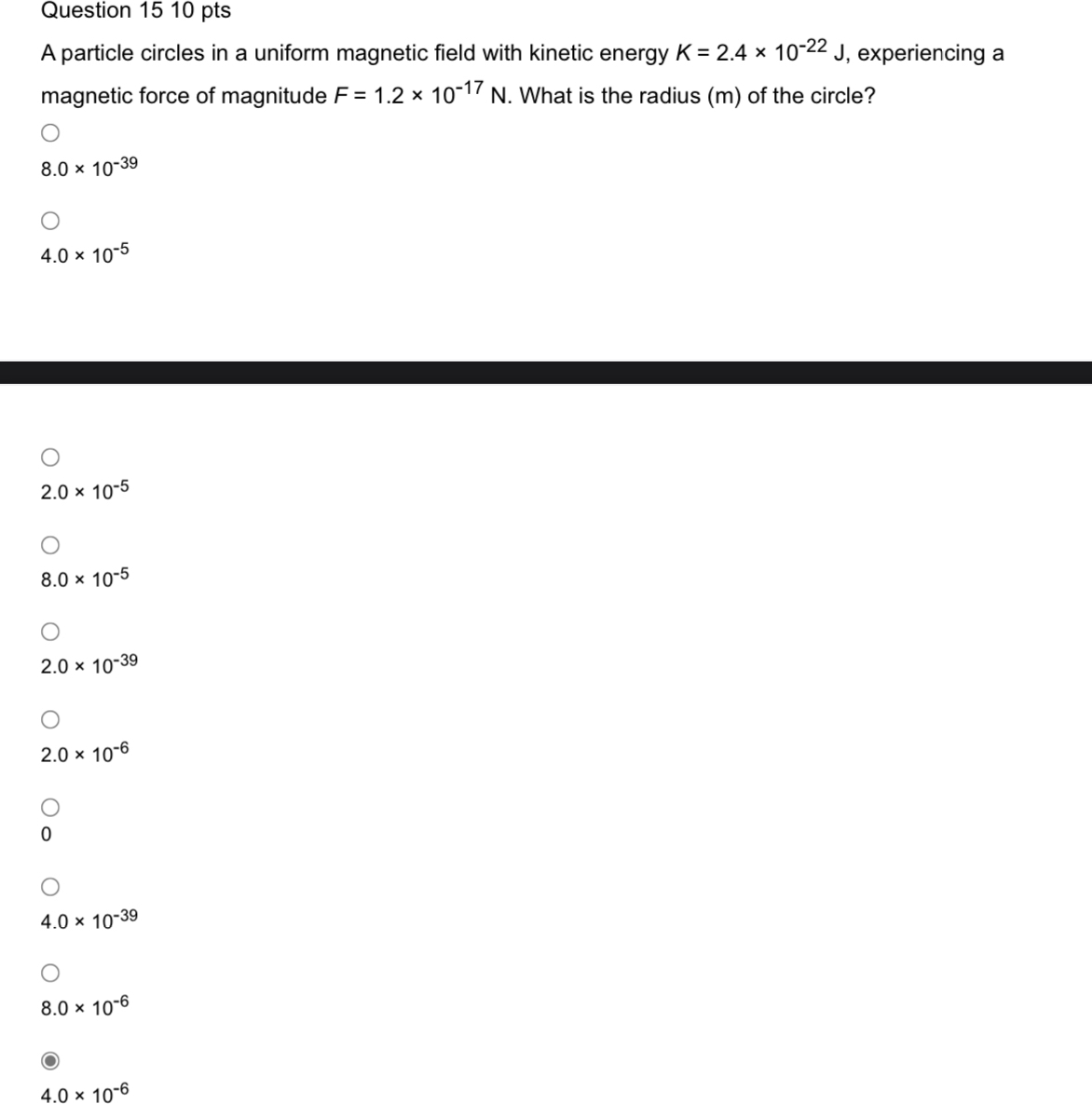 Solved Question 1510 ﻿ptsA particle circles in a uniform | Chegg.com
