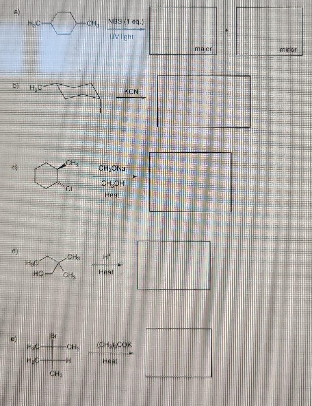 Solved CH, NBS (1 eq.) UV light major CT HgG KON c ) CH, | Chegg.com