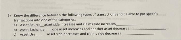 Solved 9) Know the difference between the following types of | Chegg.com