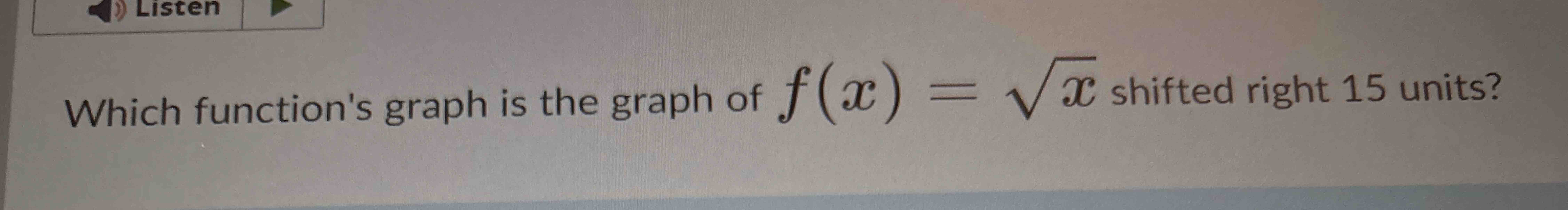 Solved which function graph is the graph of f(x)=square x | Chegg.com