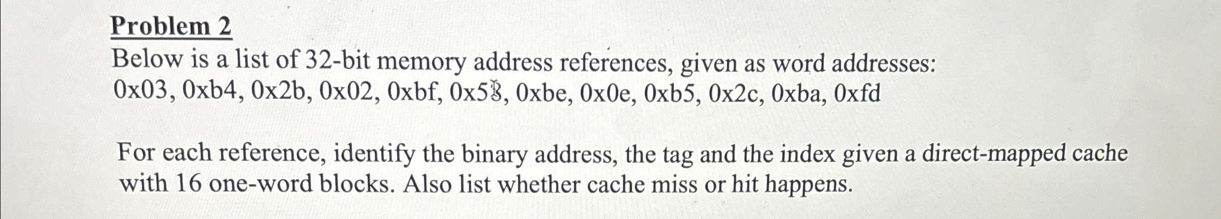Solved Below is a list of 32-bit memory address references, | Chegg.com