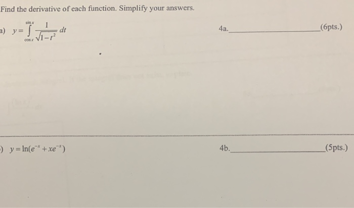 Solved Find the derivative of each function. Simplify your | Chegg.com