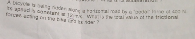 Solved How to solve A bicycle is being ridden along a | Chegg.com