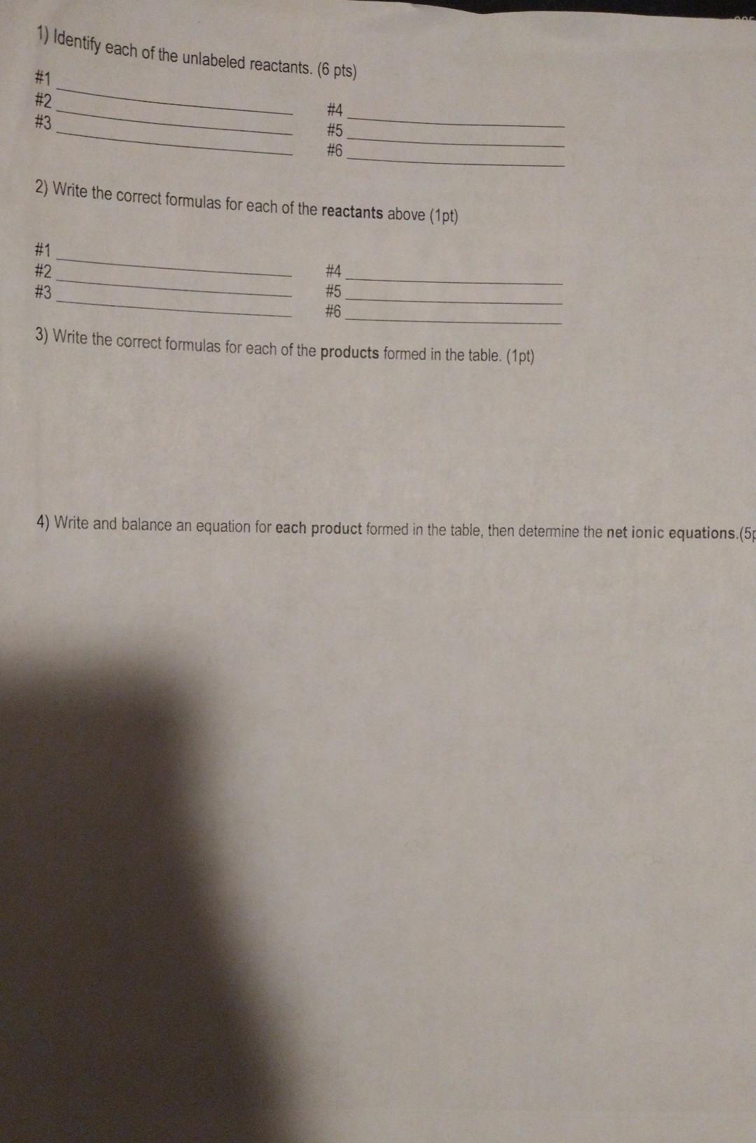 Solved Six unlabeled reagent bottles containing; 6M acetic | Chegg.com