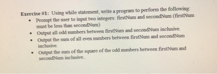 Solved Exercise 1 Using While Statement Write A Program 4990