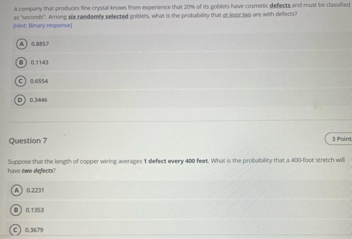 Solved for context: on question 7 answer selection d is | Chegg.com