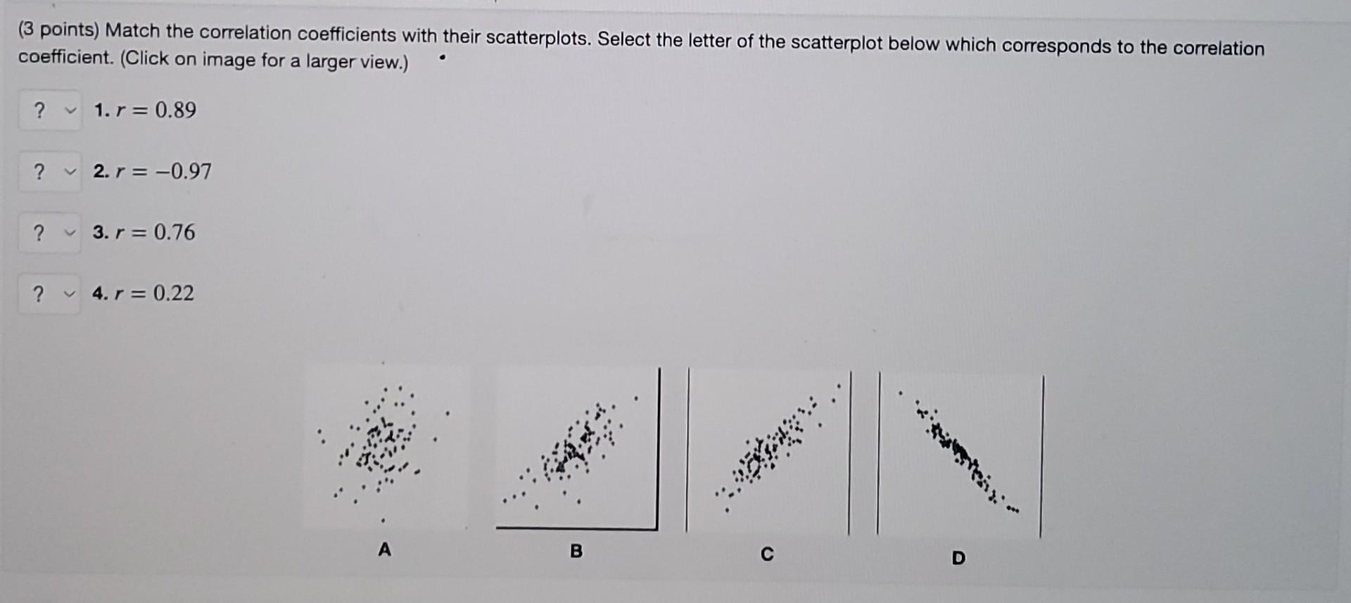 Solved (3 points) Match the correlation coefficients with | Chegg.com