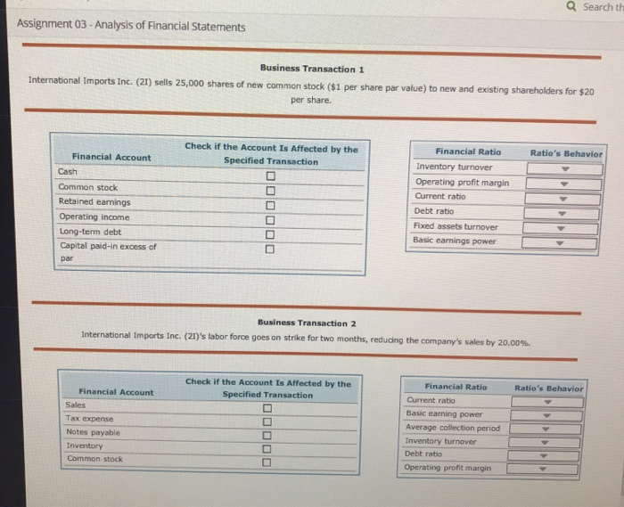 Solved Assignment 03 - Analysis of Financial Statements 11. | Chegg.com
