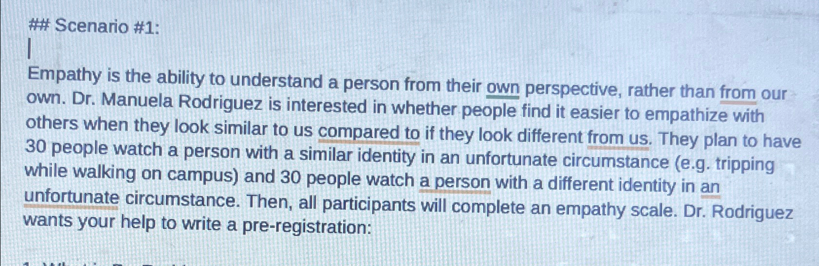 Solved ## Scenario #1:1Empathy is the ability to understand | Chegg.com