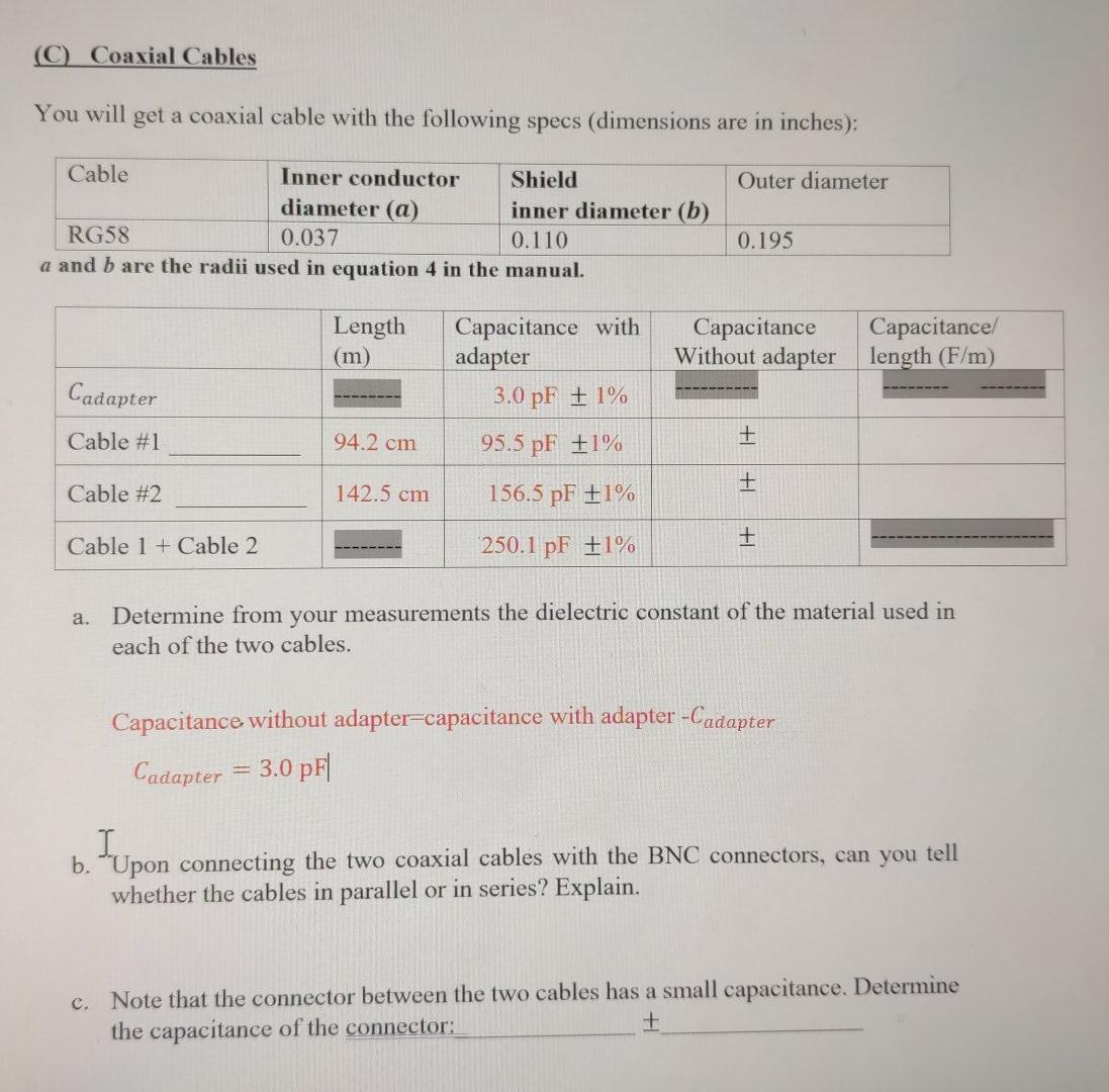 Solved (C) Coaxial Cables You will get a coaxial cable with | Chegg.com