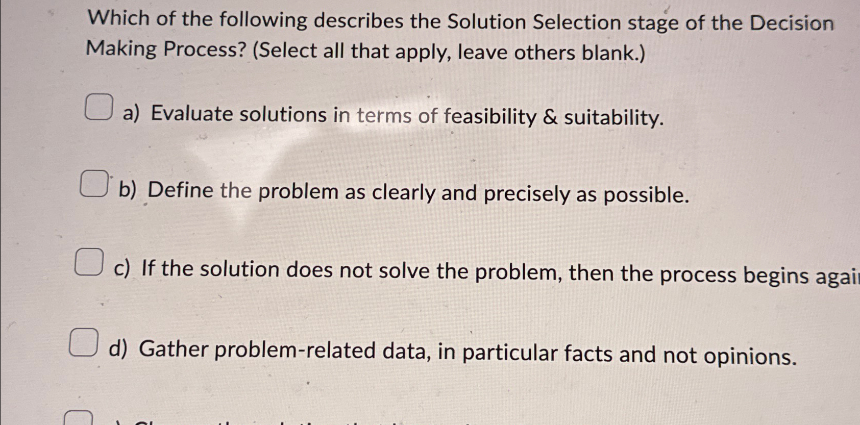 Solved Which of the following describes the Solution | Chegg.com