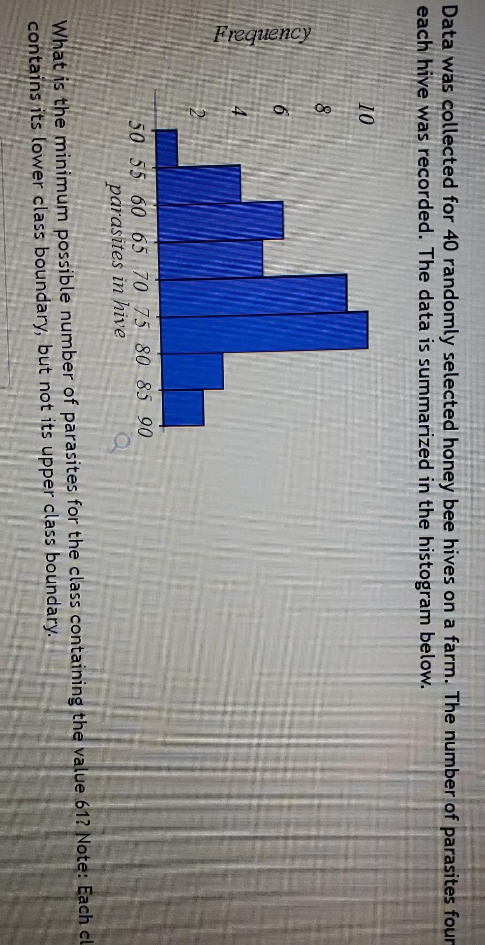 Solved Data was collected for 40 randomly selected honey bee | Chegg.com