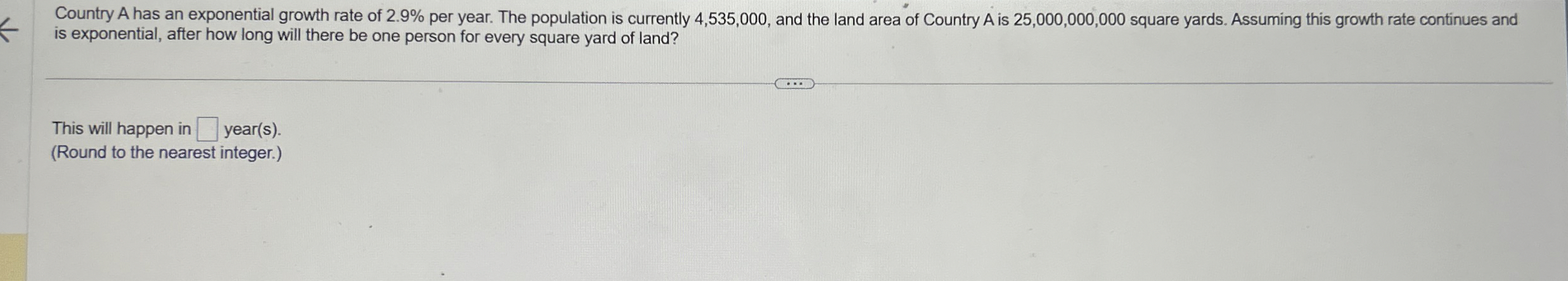 Solved Country A has an exponential growth rate of 2.9% ﻿per | Chegg.com