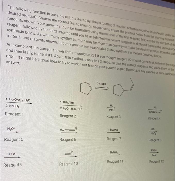 Solved desired product). Choose the correct 3 step reaction | Chegg.com