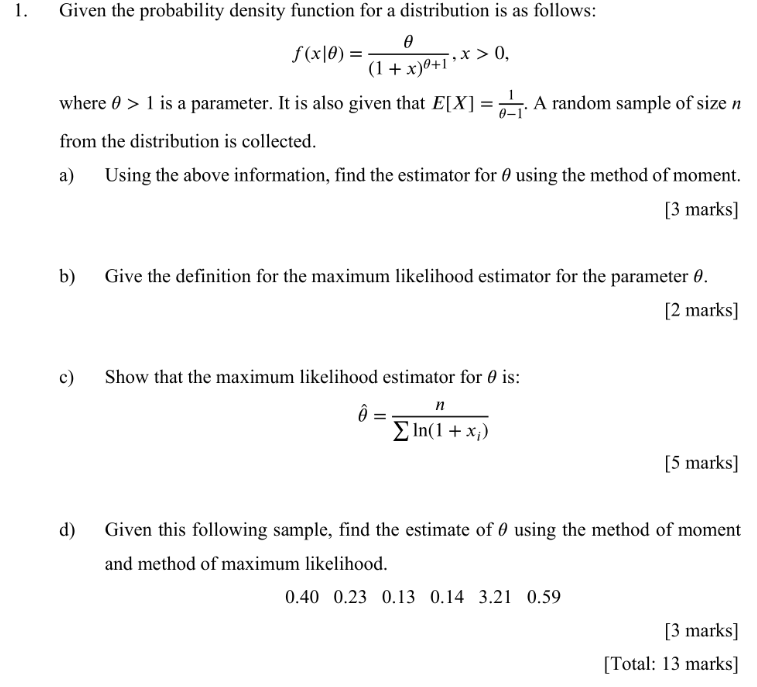 Solved Given the probability density function for a | Chegg.com