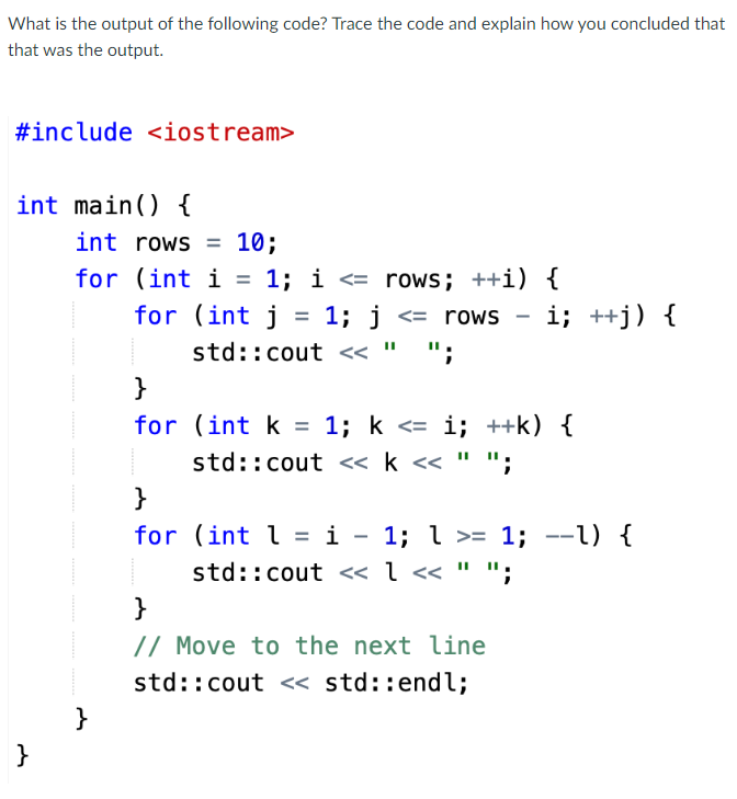 Solved What is the output of the following code? Trace the | Chegg.com