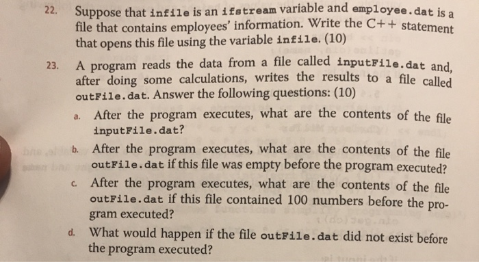 Solved 22 23 Suppose Infile Ifstream Variable Employee Da