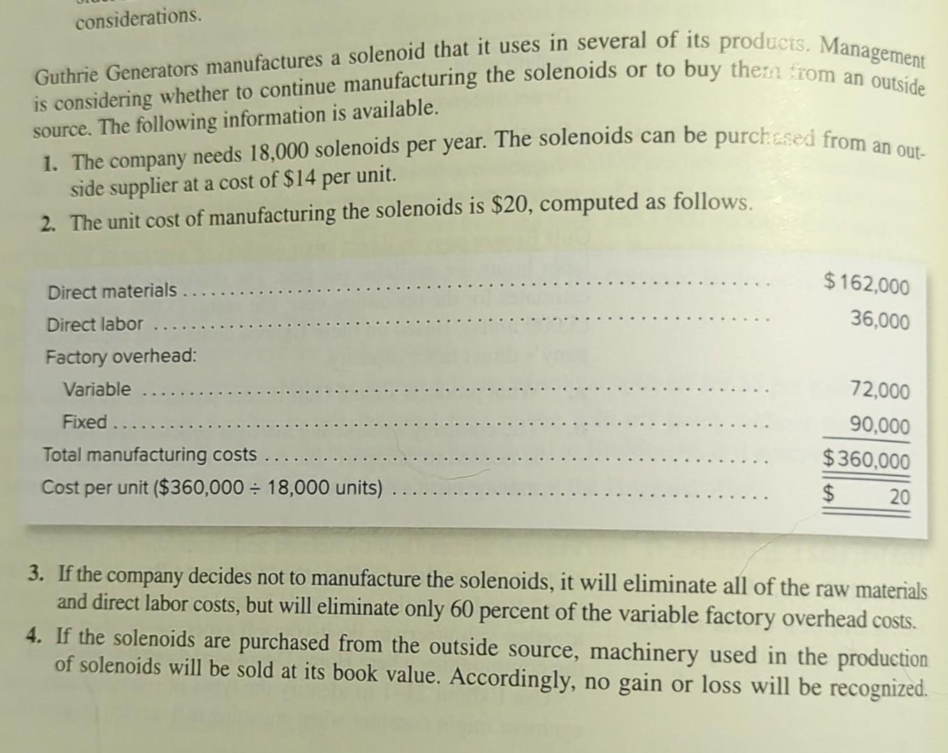 Solved considerations. Guthrie Generators manufactures a | Chegg.com