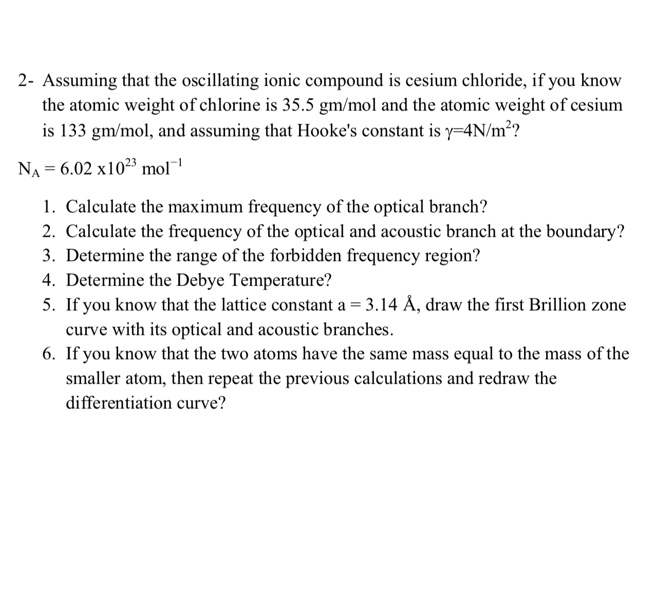 Solved 2- ﻿Assuming that the oscillating ionic compound is | Chegg.com