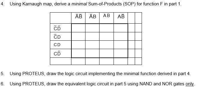 Solved 4. Using Karnaugh map, derive a minimal | Chegg.com