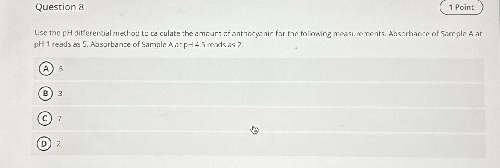 Solved Question 81 ﻿PointUse the pH differential method to | Chegg.com