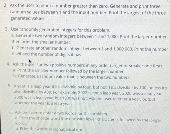 Solved Need code in java for 1-6. Please comment the | Chegg.com