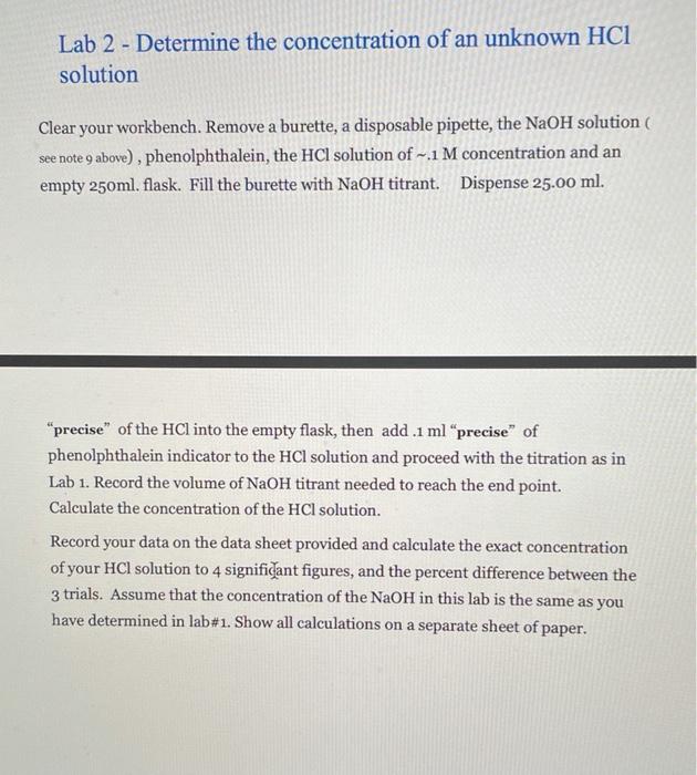 Solved Concentration of HCl solution Pre-lab Assignment. | Chegg.com