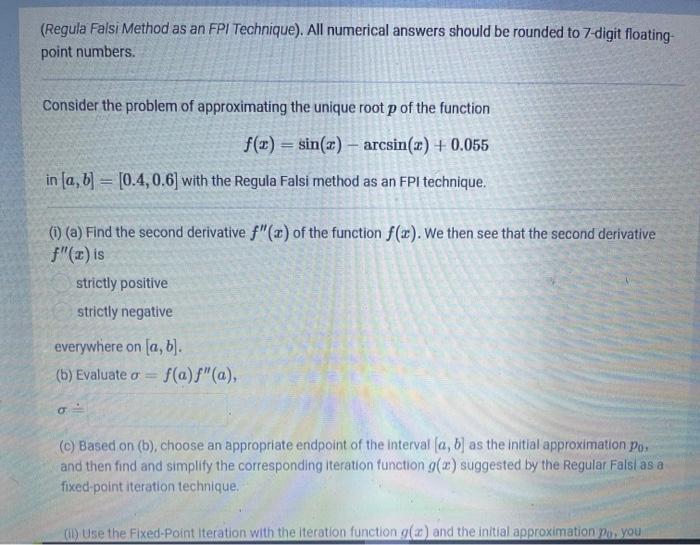 Solved (Regula Falsi Method as an FPI Technique). All | Chegg.com