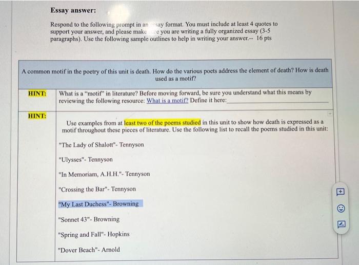 Essay answer: Respond to the following prompt in an | Chegg.com