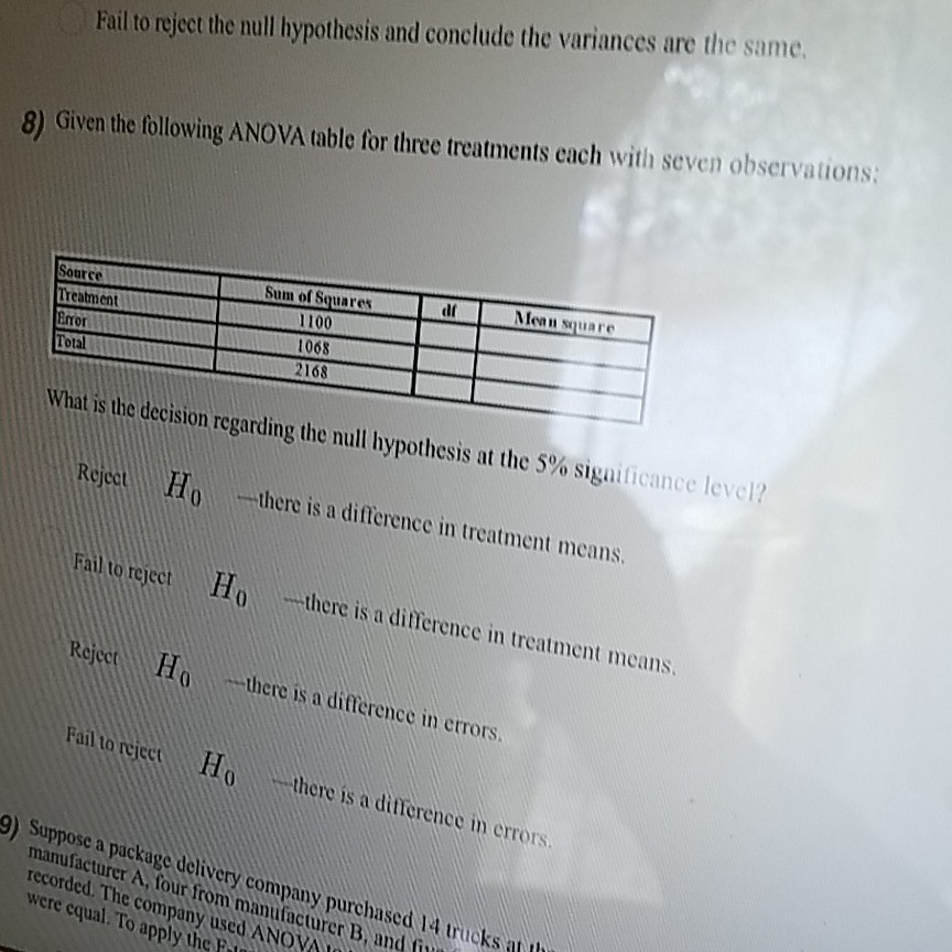 Solved Fail to reject the null hypothesis and conclude the | Chegg.com