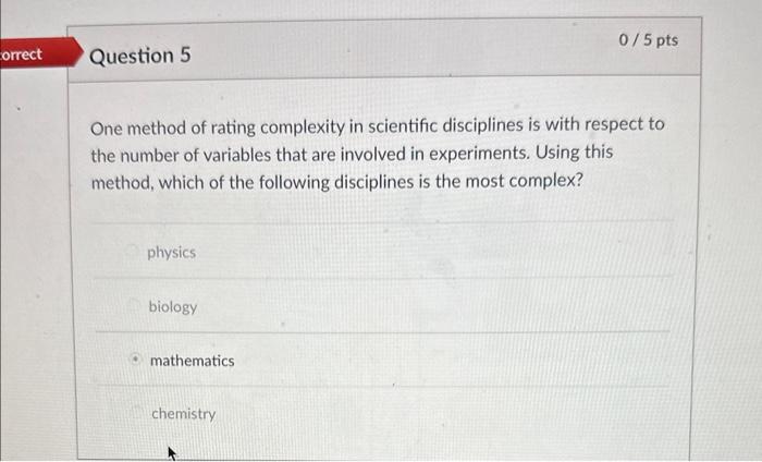 Solved One method of rating complexity in scientific | Chegg.com