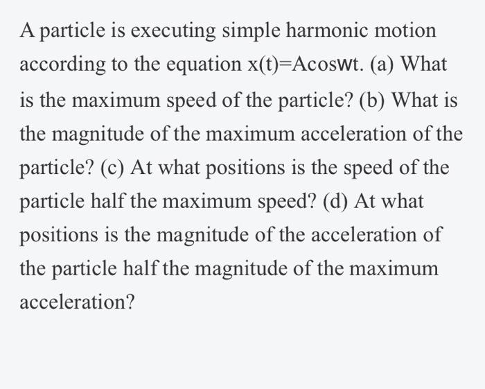 Solved A particle is executing simple harmonic motion | Chegg.com