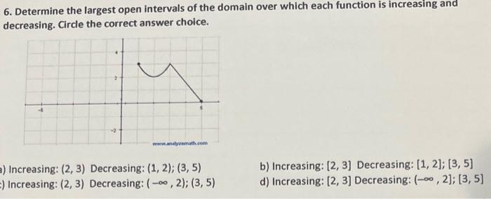 Solved 6. Determine the largest open intervals of the domain | Chegg.com