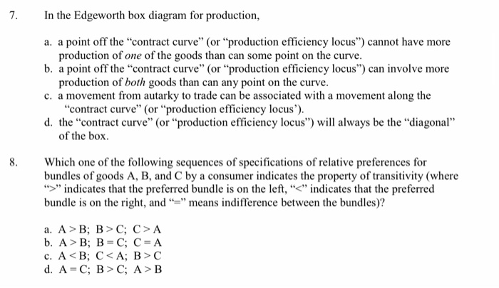 Solved In the Edgeworth box diagram for production 7 a. a | Chegg.com