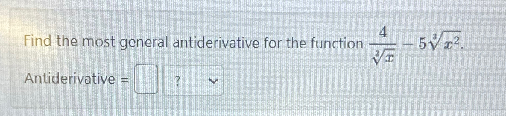 Solved Find The Most General Antiderivative For The Function