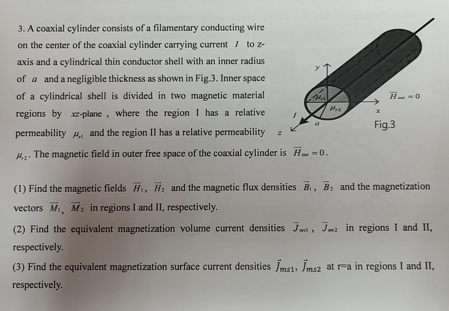 Solved 3. A coaxial cylinder consists of a filamentary | Chegg.com